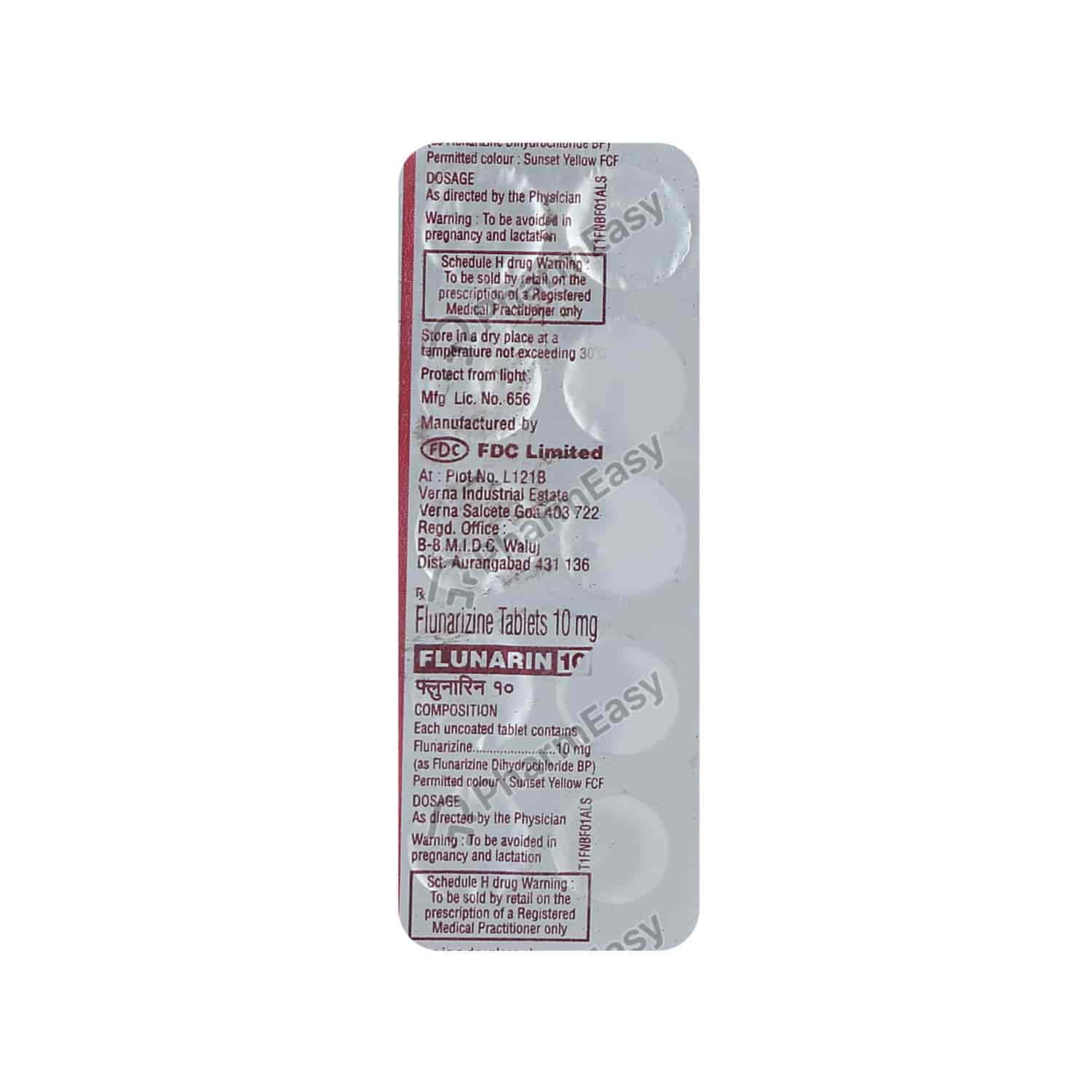 Buy Flunarin 10mg Tablet Online at Flat 18% OFF* | PharmEasy