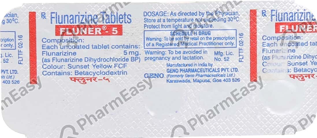 Fluner 5 MG Tablet (10): Uses, Side Effects, Price & Dosage | PharmEasy