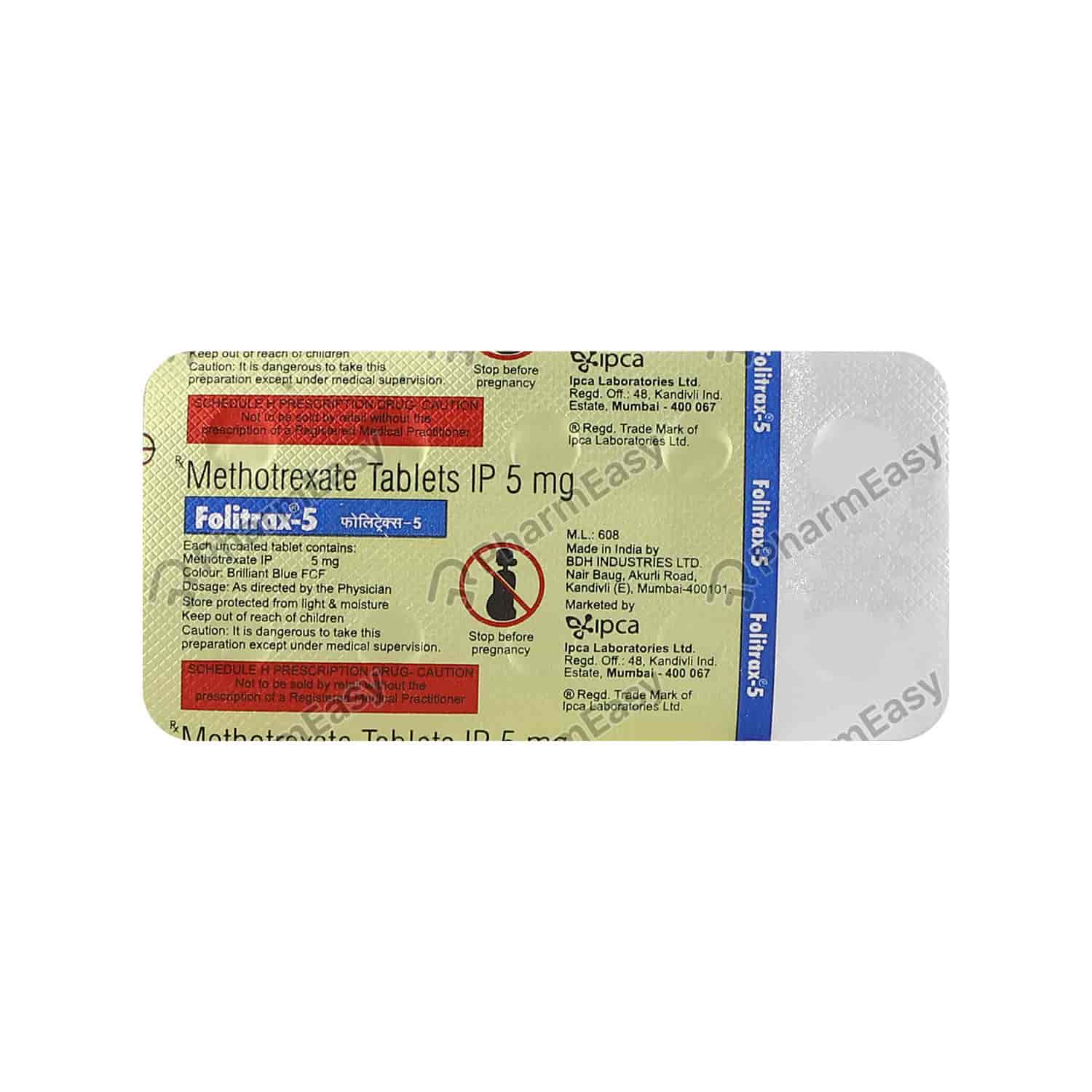 Folitrax 5mg Tablet 10'S - Uses, Side Effects, Dosage, Composition ...
