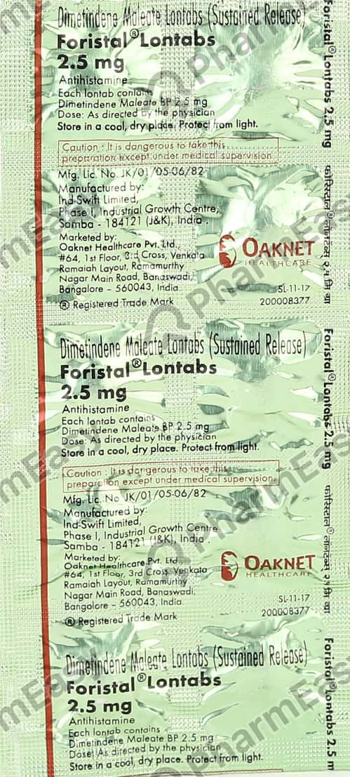 Buy Foristal 2.5 MG Tablet (10) Online & Save Up to 24% at PharmEasy