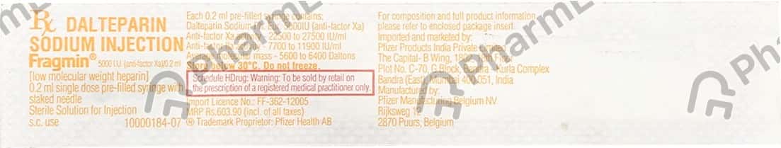 Buy Fragmin 5000 IU Solution For Injection (0.2) Online at Flat 15% OFF ...