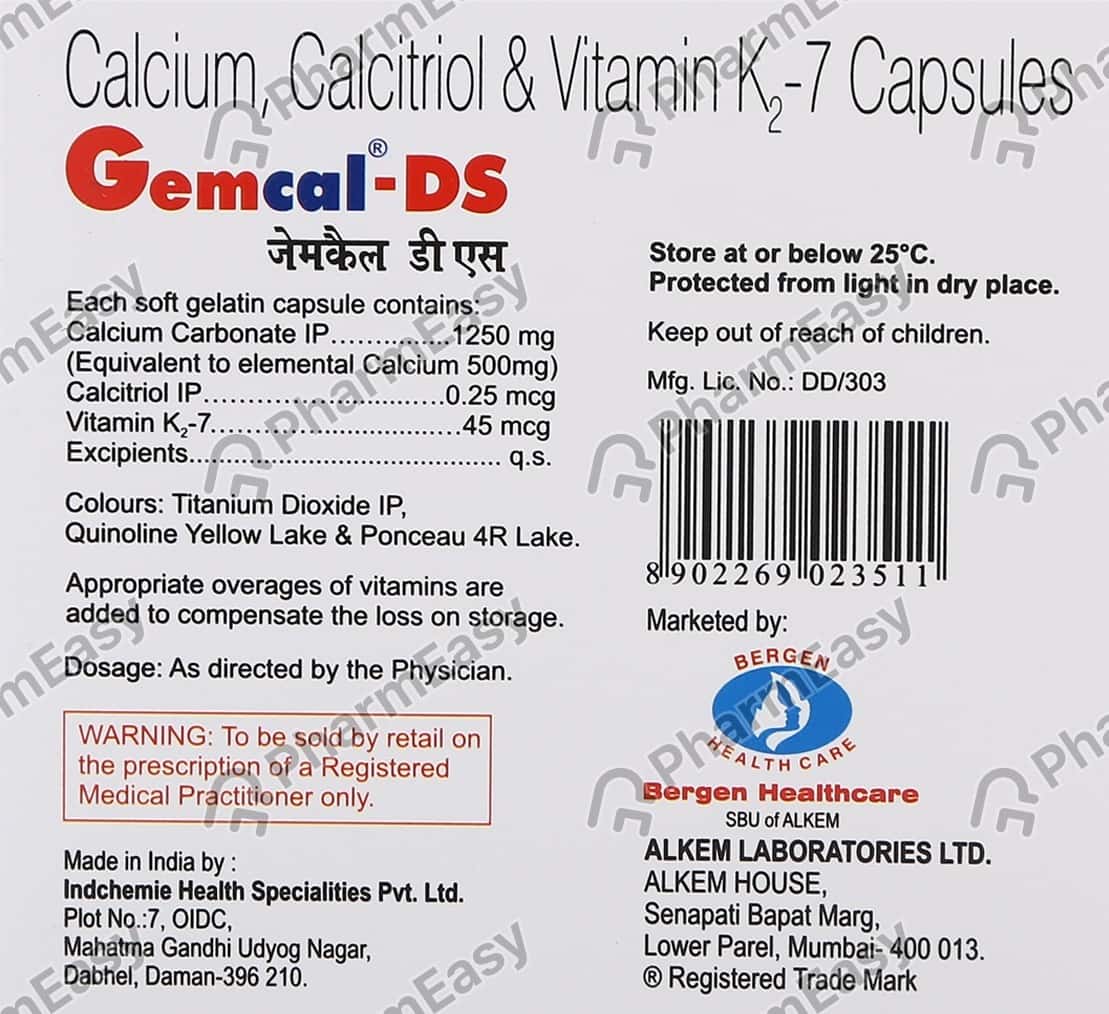 Buy Gemcal Ds Strip Of 15 Capsules Online at Flat 15% OFF | PharmEasy