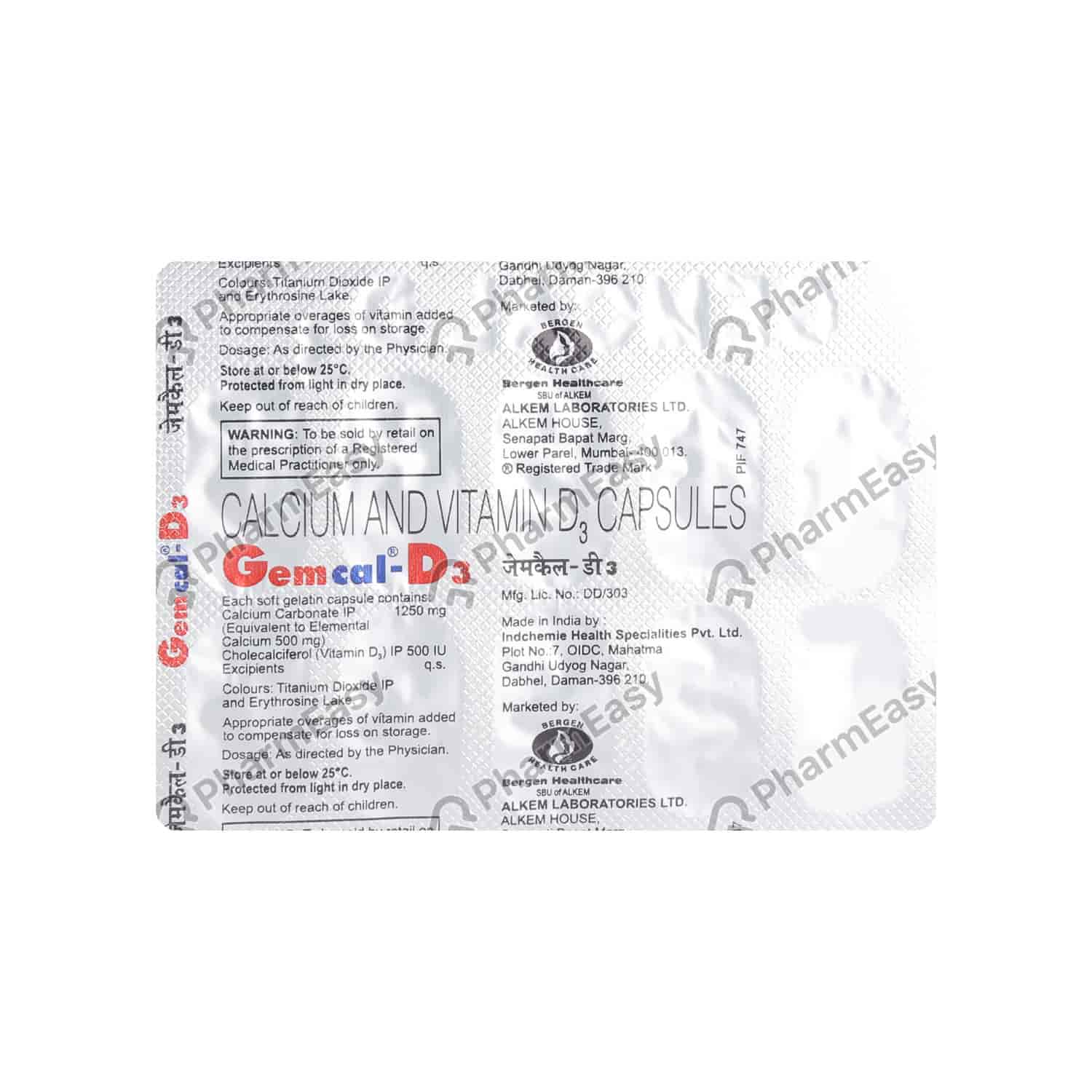 Gemcal D3 Capsule 10'S - Uses, Side Effects, Dosage, Composition ...