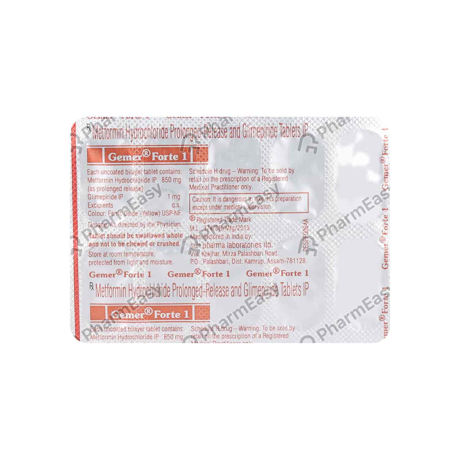 Gemer Forte 1mg Tab - Uses, Side Effects, Dosage, Composition & Price ...