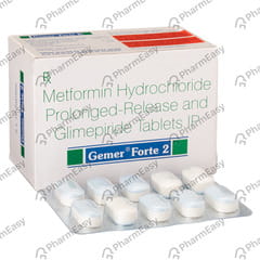 Gemer Forte 2mg Strip Of 10 Tablets: Uses, Side Effects, Price & Dosage ...