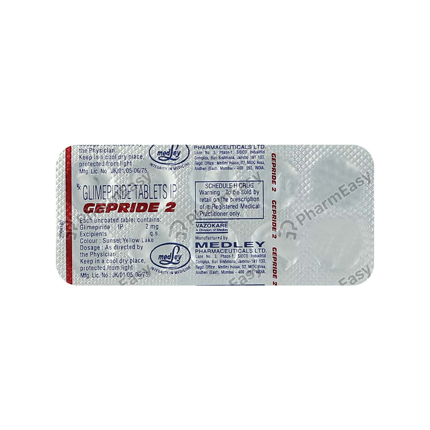 Gepride 2 MG Tablet (10) - Uses, Side Effects, Dosage, Composition ...