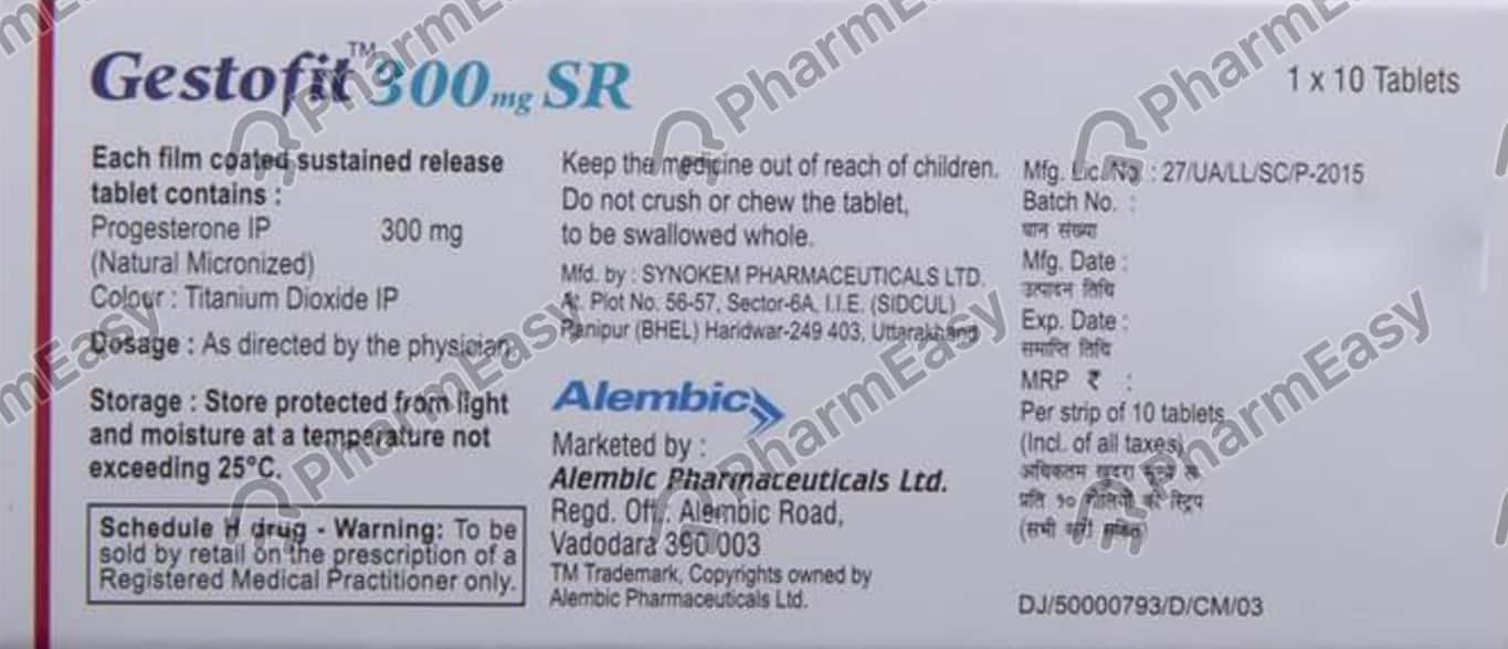 Gestofit Sr 300 MG Tablet (10): Uses, Side Effects, Price, Dosage ...