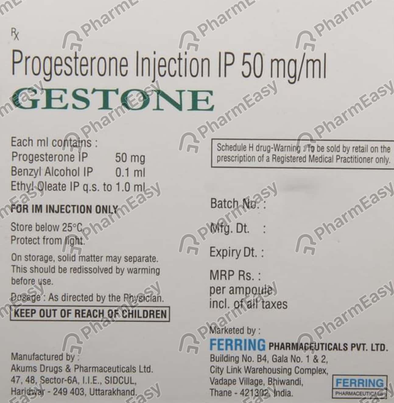 Gestone 50 MG Injection (1): Uses, Side Effects, Price & Dosage | PharmEasy