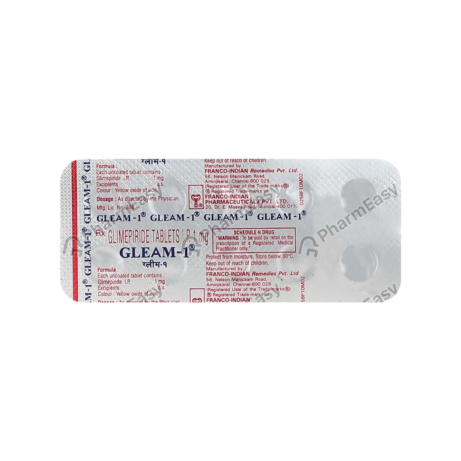 Gleam 1 MG Tablet (10) - Uses, Side Effects, Dosage, Composition ...