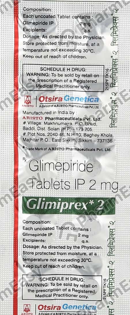 Glista Od 2 MG Tablet (30): Uses, Side Effects, Price, Dosage ...