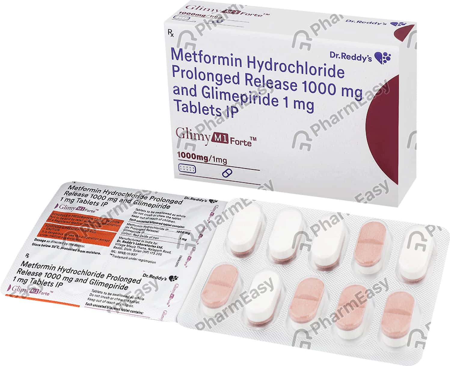 Glimy M 1mg Forte Strip Of 10 Tablets: Uses, Side Effects, Price ...