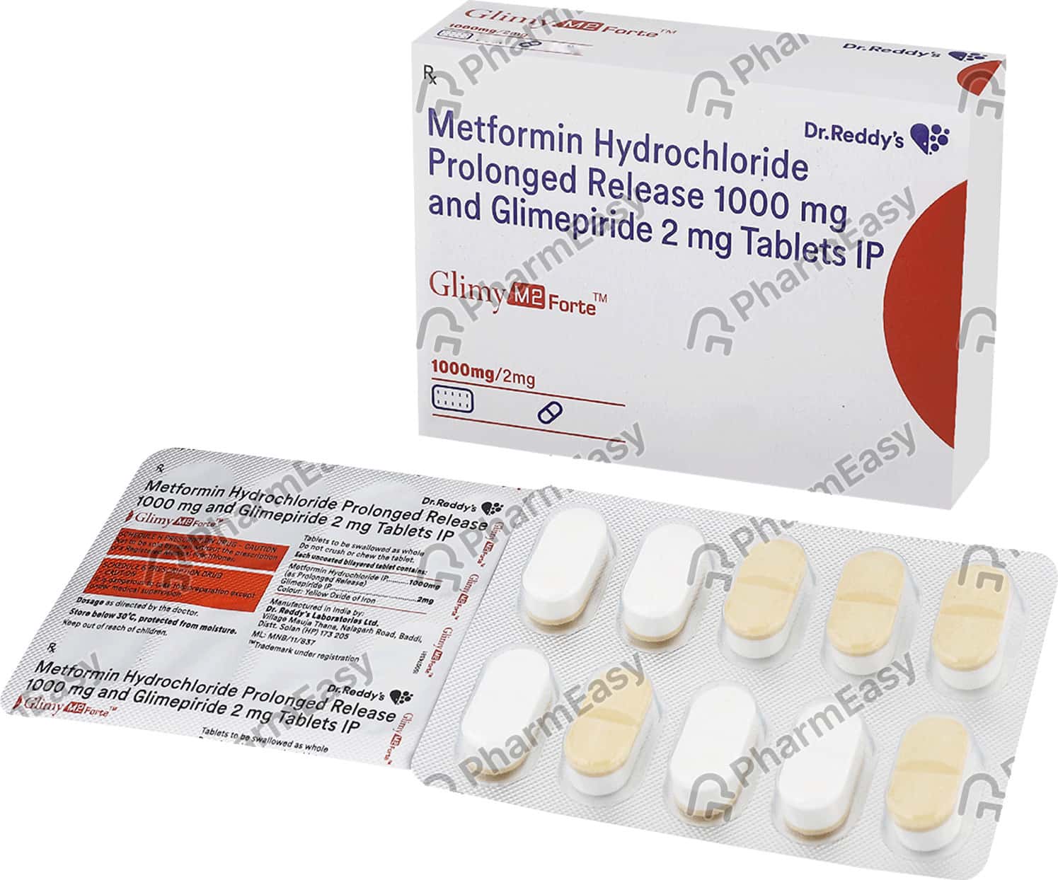 Glimy M2 Forte Strip Of 10 Tablets: Uses, Side Effects, Price & Dosage ...