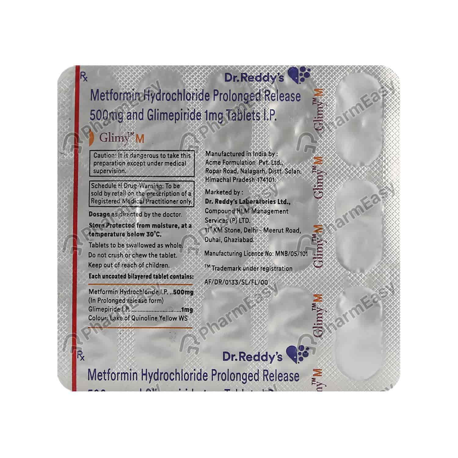 Glimy M1 Tab 15`S - Uses, Side Effects, Dosage, Composition & Price ...