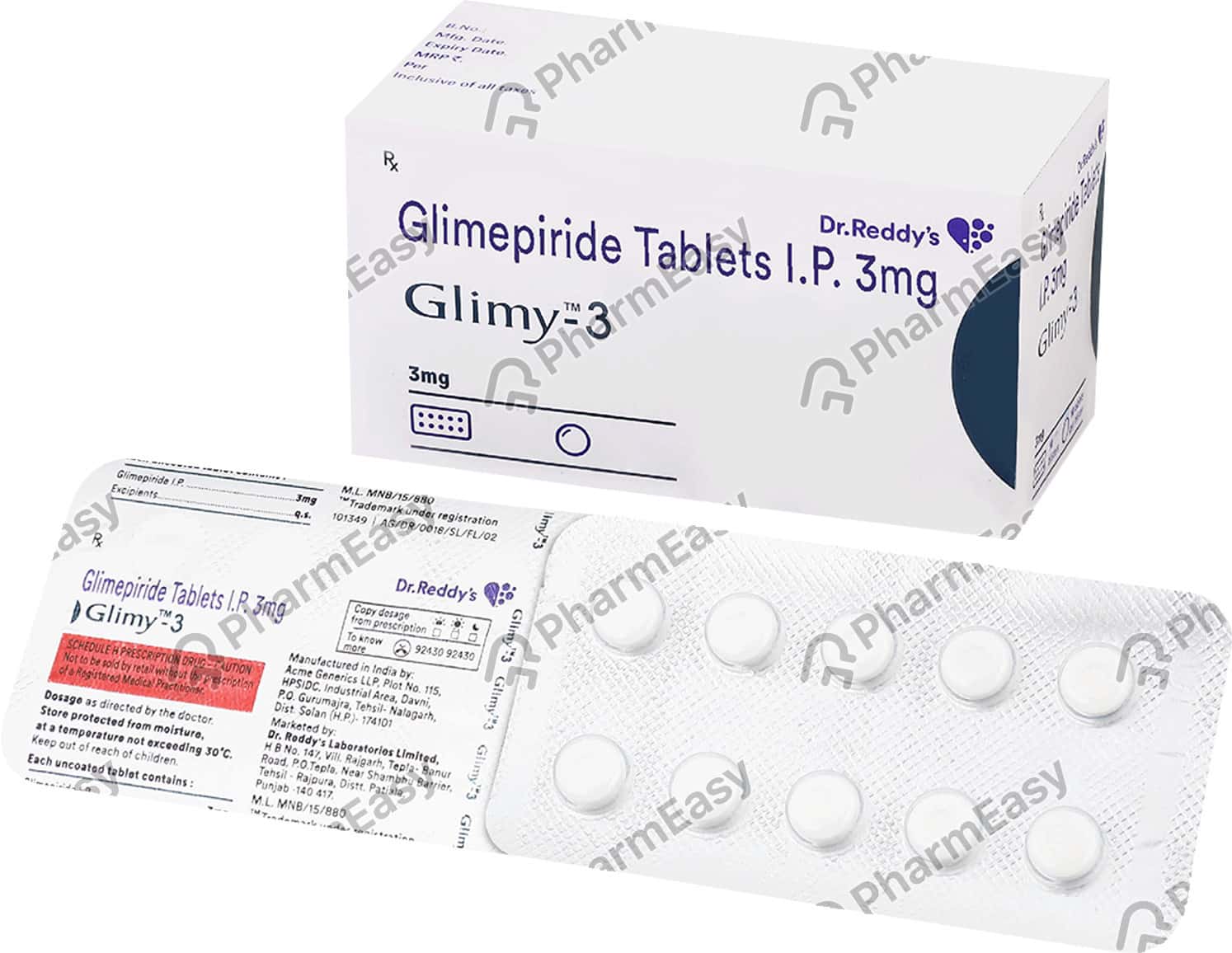 Glimy 3 MG Tablet (10): Uses, Side Effects, Price & Dosage | PharmEasy