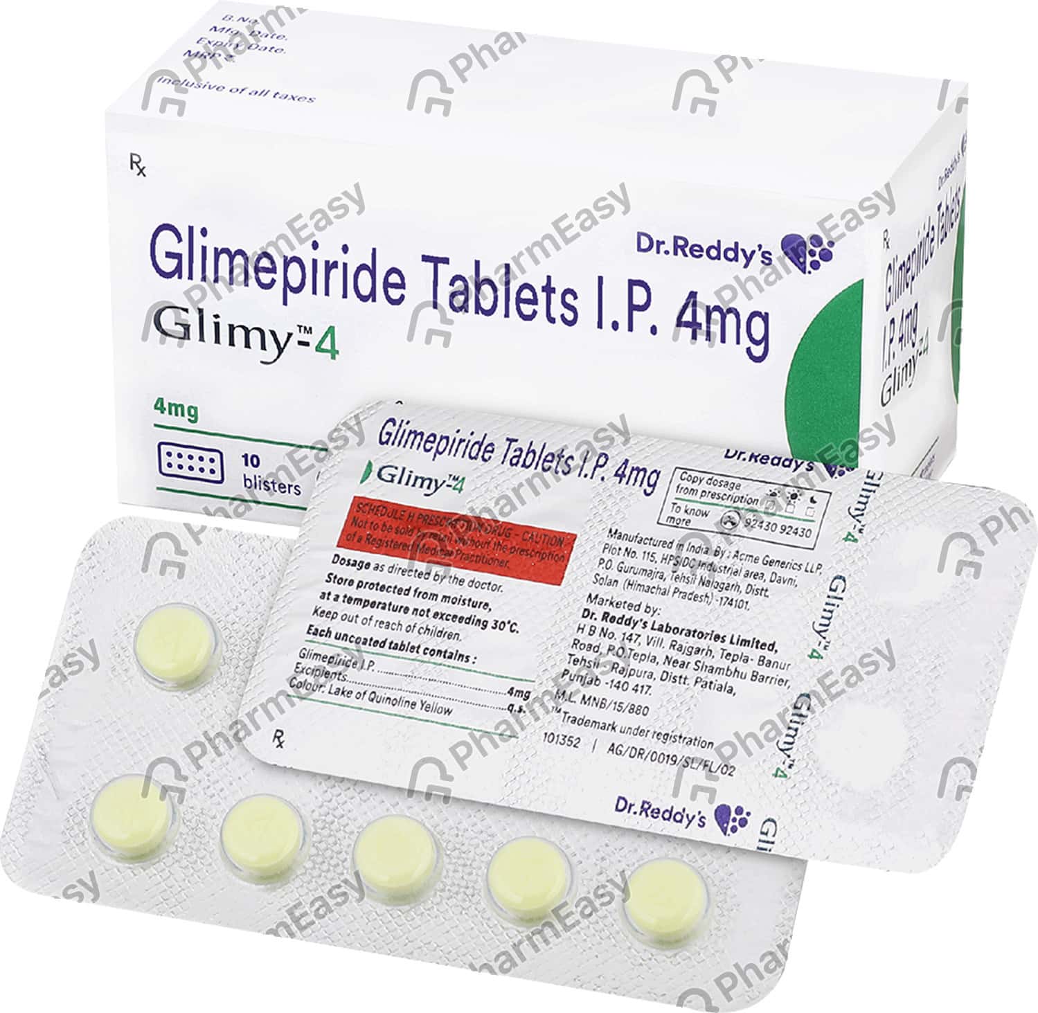 Glimy 4 MG Tablet (10): Uses, Side Effects, Price & Dosage | PharmEasy