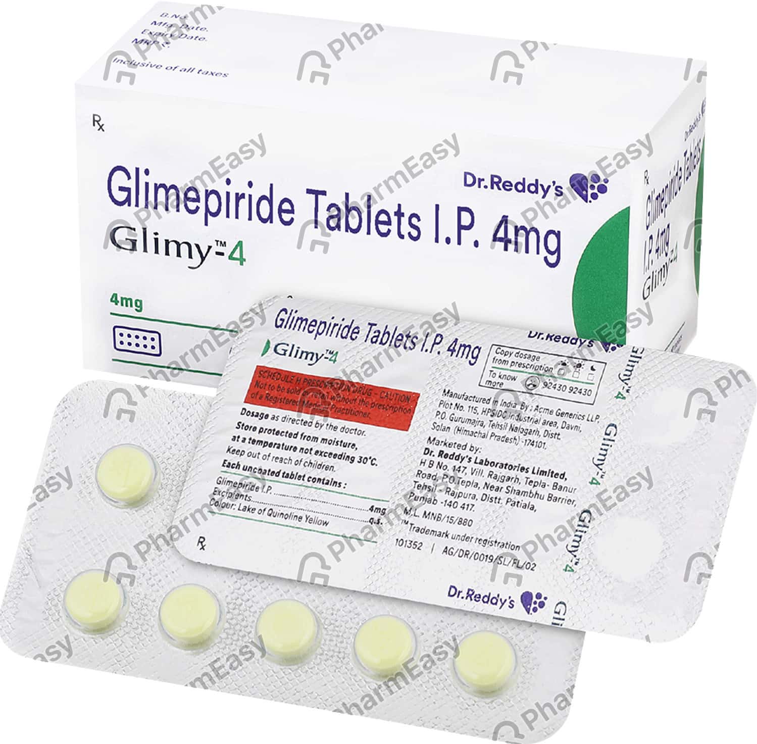 Glimy 4 MG Tablet (10): Uses, Side Effects, Price & Dosage | PharmEasy