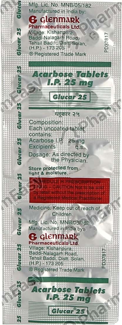 Glucar 25 MG Tablet (10): Uses, Side Effects, Price & Dosage | PharmEasy