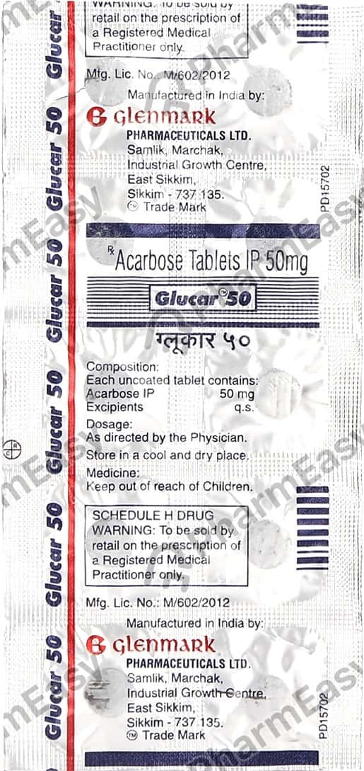 Acarb 50 MG Tablet (10): Uses, Side Effects, Price, Dosage ...