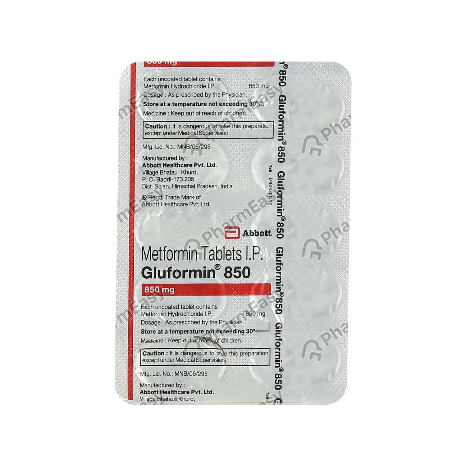 Gluformin 850 MG Tablet (10) - Uses, Side Effects, Dosage, Composition ...