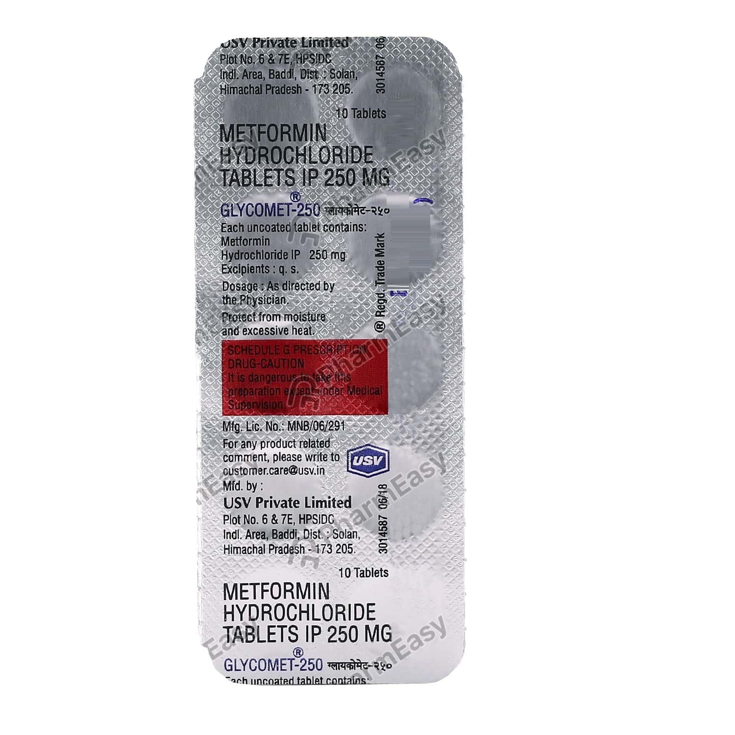 Glycomet 250 MG Tablet (10) - Uses, Side Effects, Dosage, Composition ...