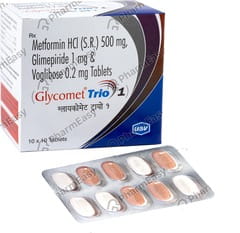 Glycomet Trio 1mg Strip Of 10 Tablets: Uses, Side Effects, Price ...