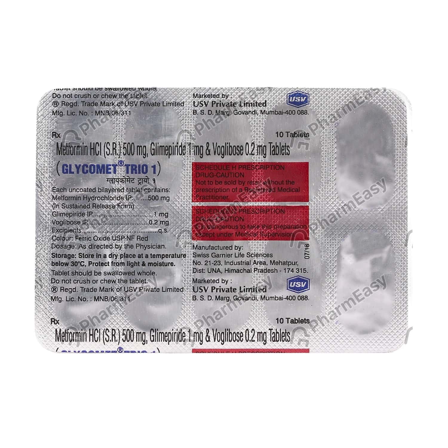 Buy Glycomet Trio 1mg Tablet Online at Flat 18% OFF* | PharmEasy