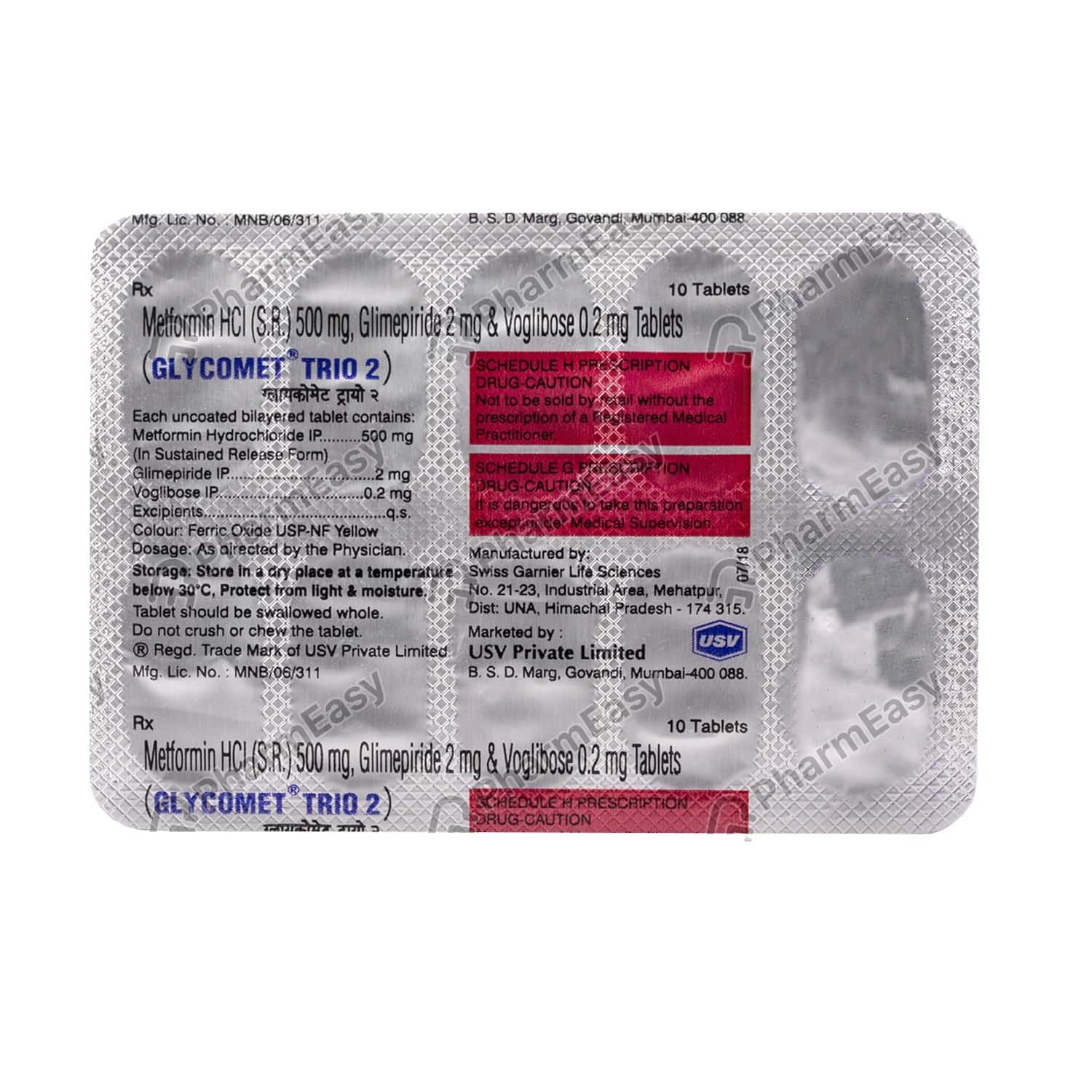 Glycomet Trio 2mg Tablet 10'S - Uses, Side Effects, Dosage, Composition ...