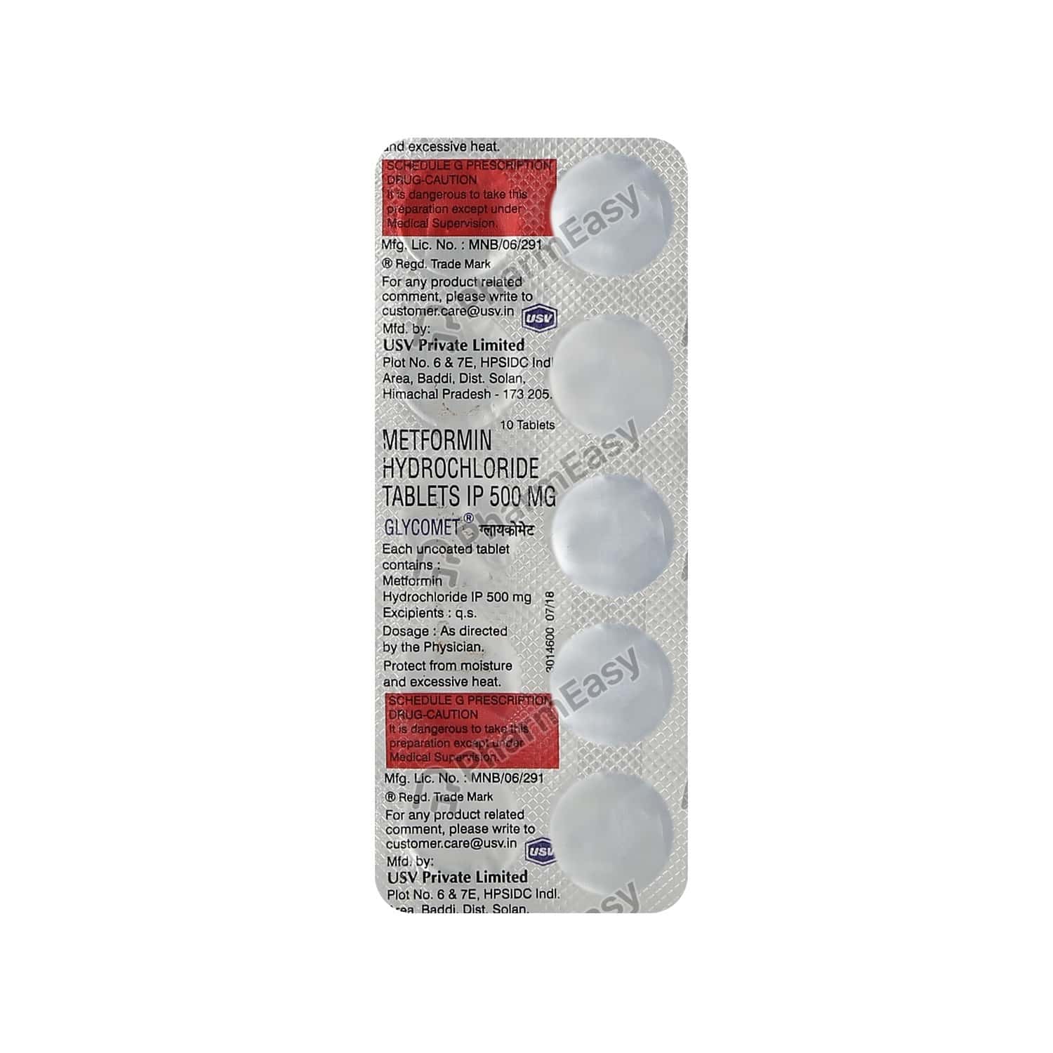 Glycomet 500 MG Tablet (10) - Uses, Side Effects, Dosage, Composition ...
