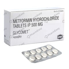 Glycomet 500 MG Tablet (10) - Uses, Side Effects, Dosage, Composition ...