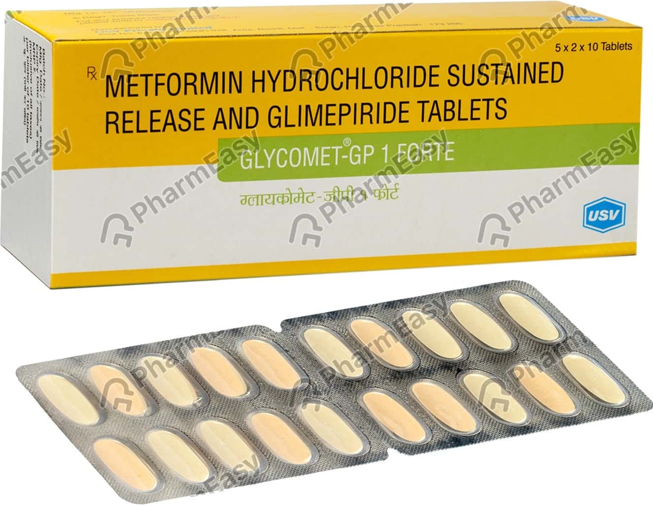 Glycomet Gp1 Forte Strip Of 10 Tablets: Uses, Side Effects, Price ...