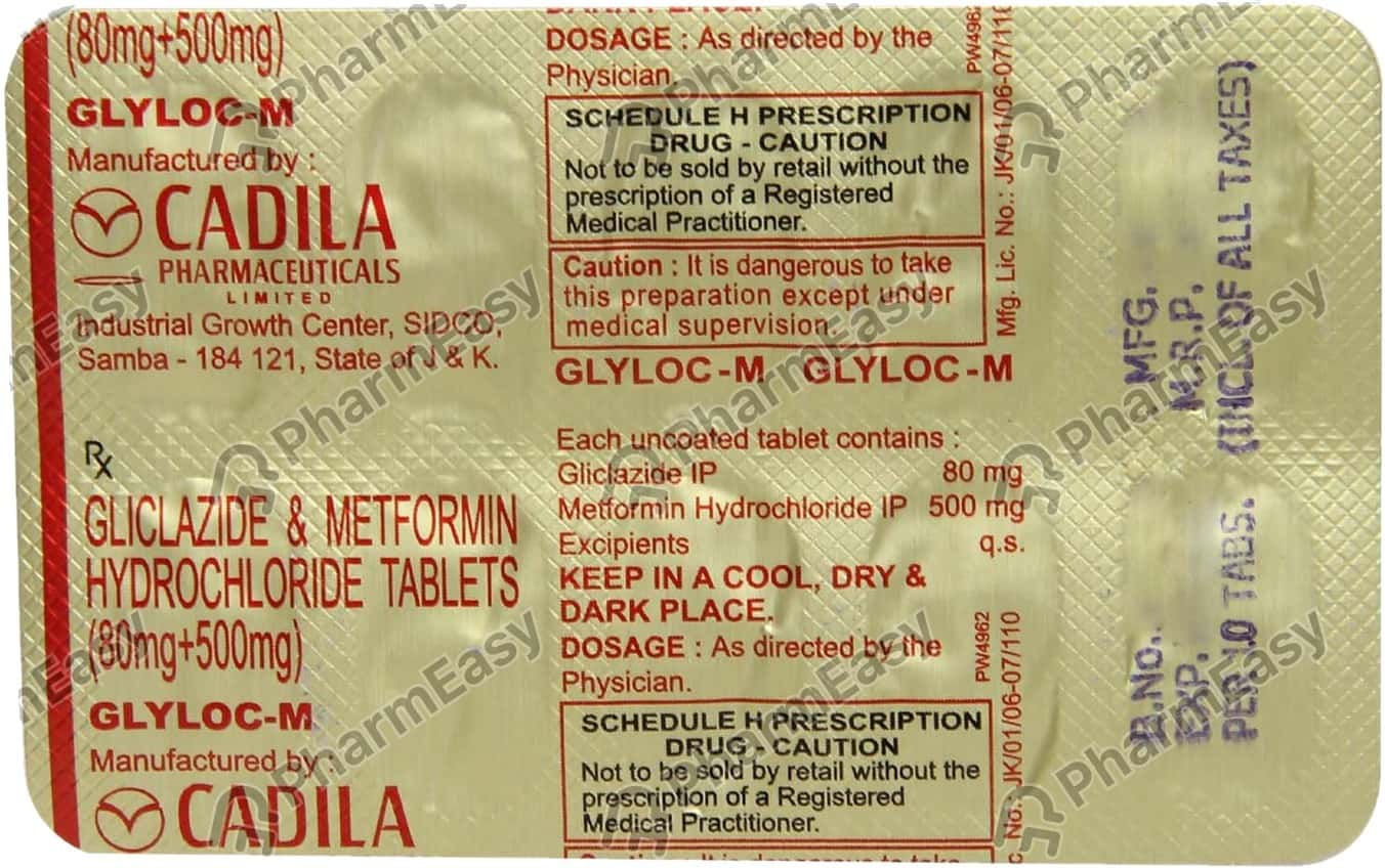 Glyloc M Strip Of 10 Tablets: Uses, Side Effects, Price & Dosage ...