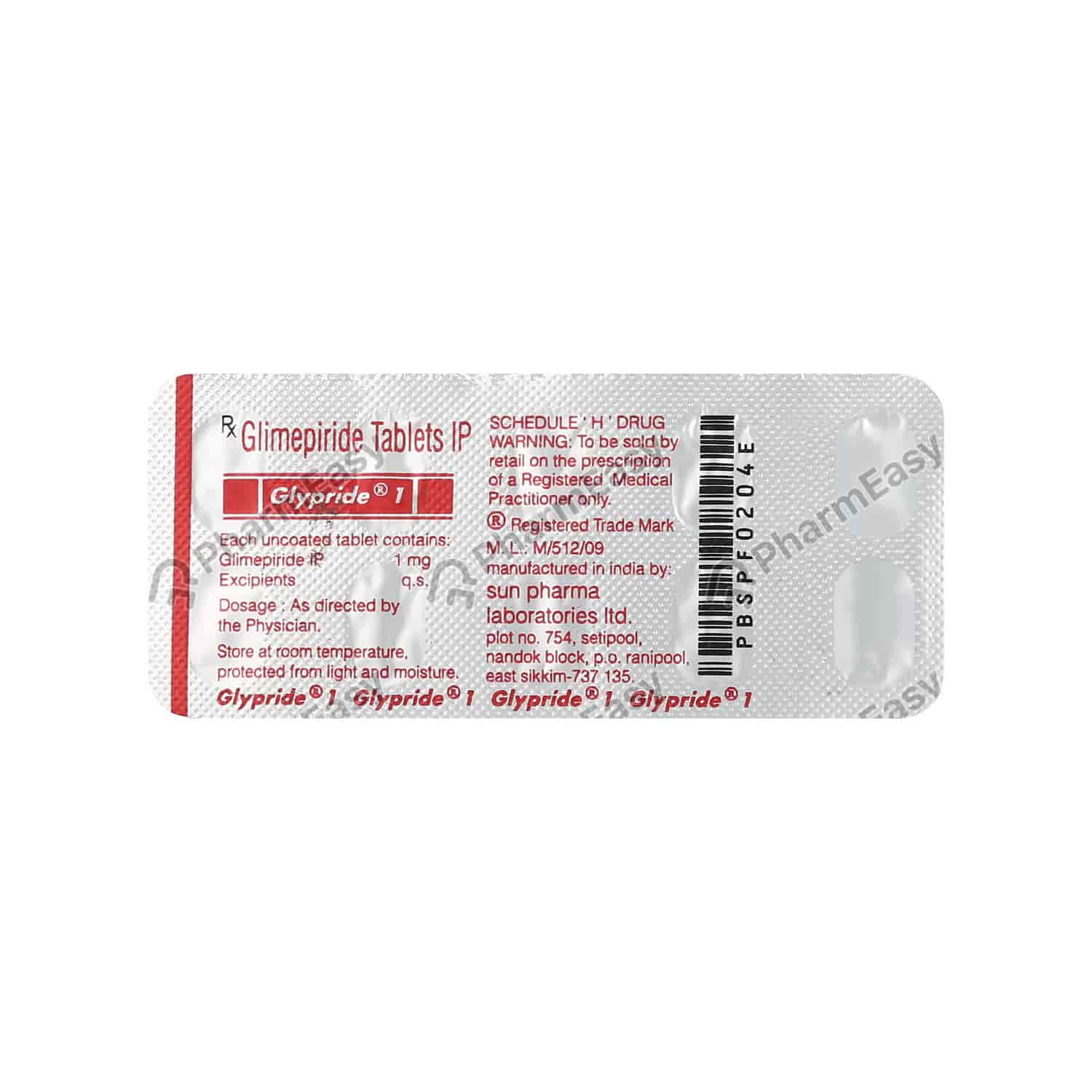 Glypride 1mg Tab - Uses, Side Effects, Dosage, Composition & Price ...
