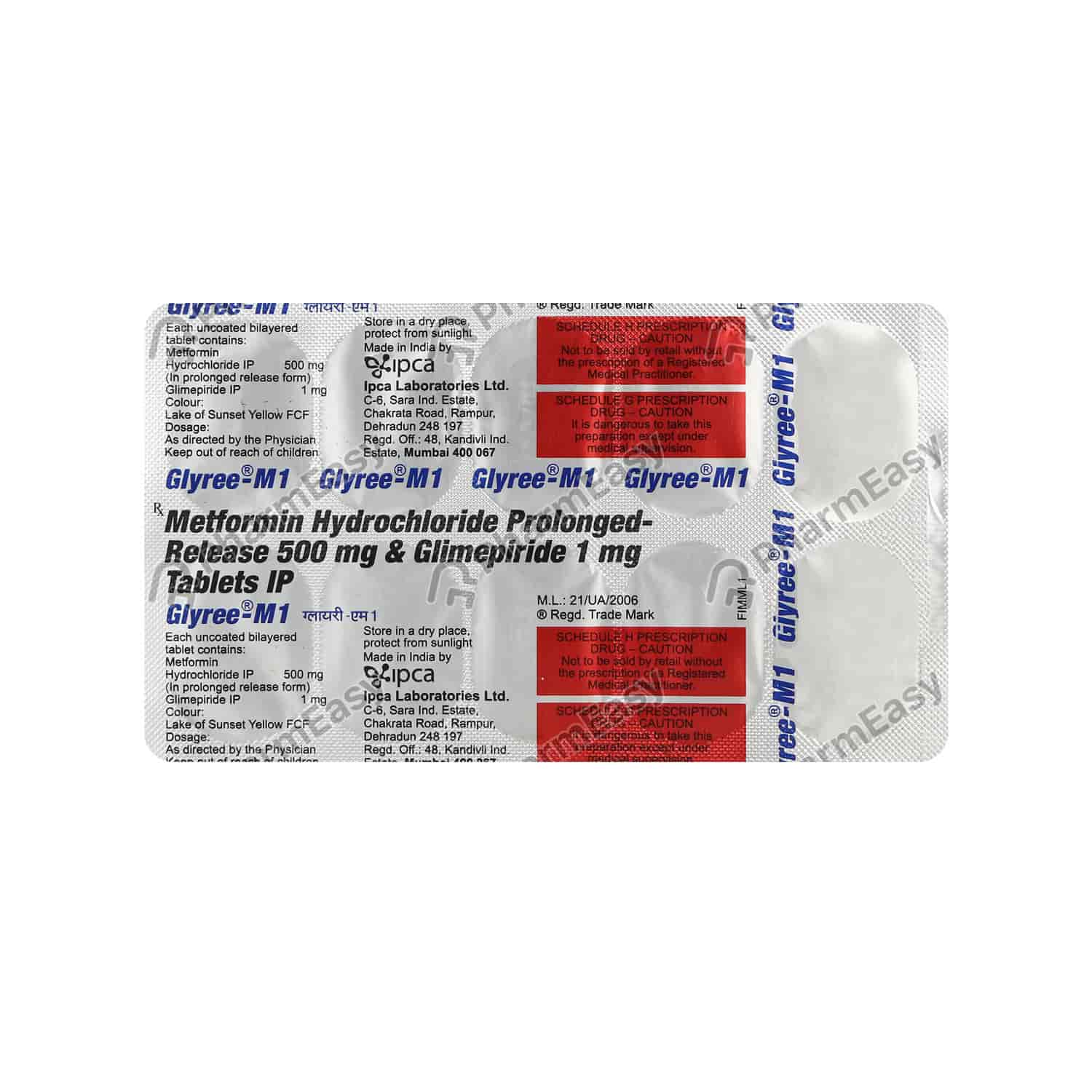 Glyree M1 Tab - Uses, Side Effects, Dosage, Composition & Price | PharmEasy