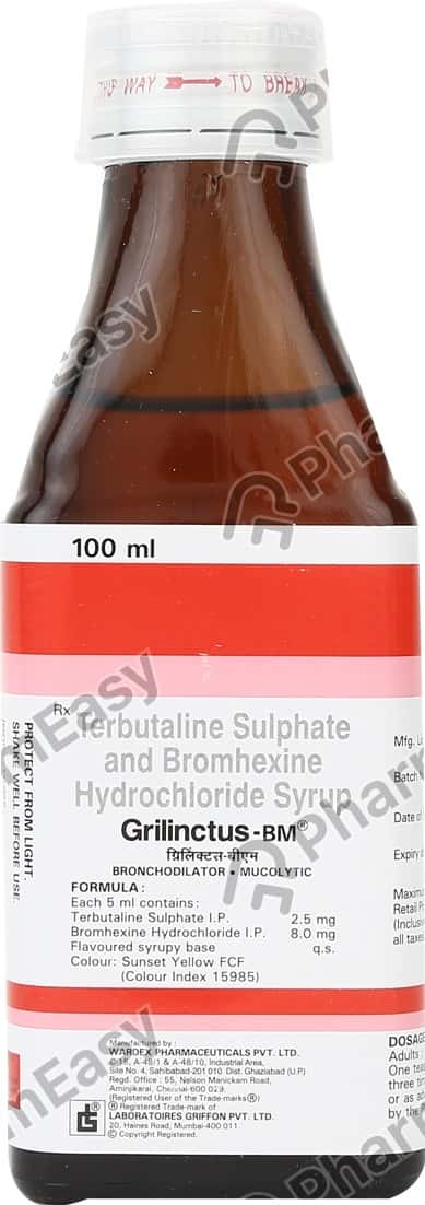 Grilinctus Bm Bottle Of 100ml Syrup: Uses, Side Effects, Price & Dosage ...