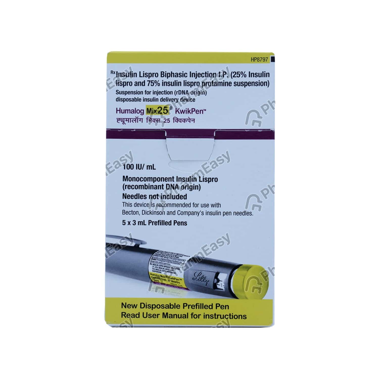 Humalog Mix 100 IU/ML Suspension For Injection (3) - Uses, Side Effects ...