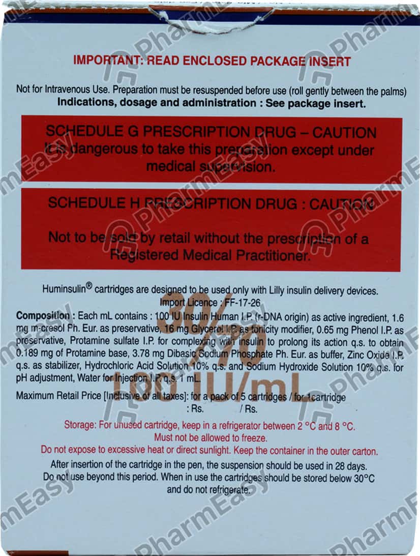 Huminsulin 100 IU/ML Suspension For Injection (3): Uses, Side Effects ...