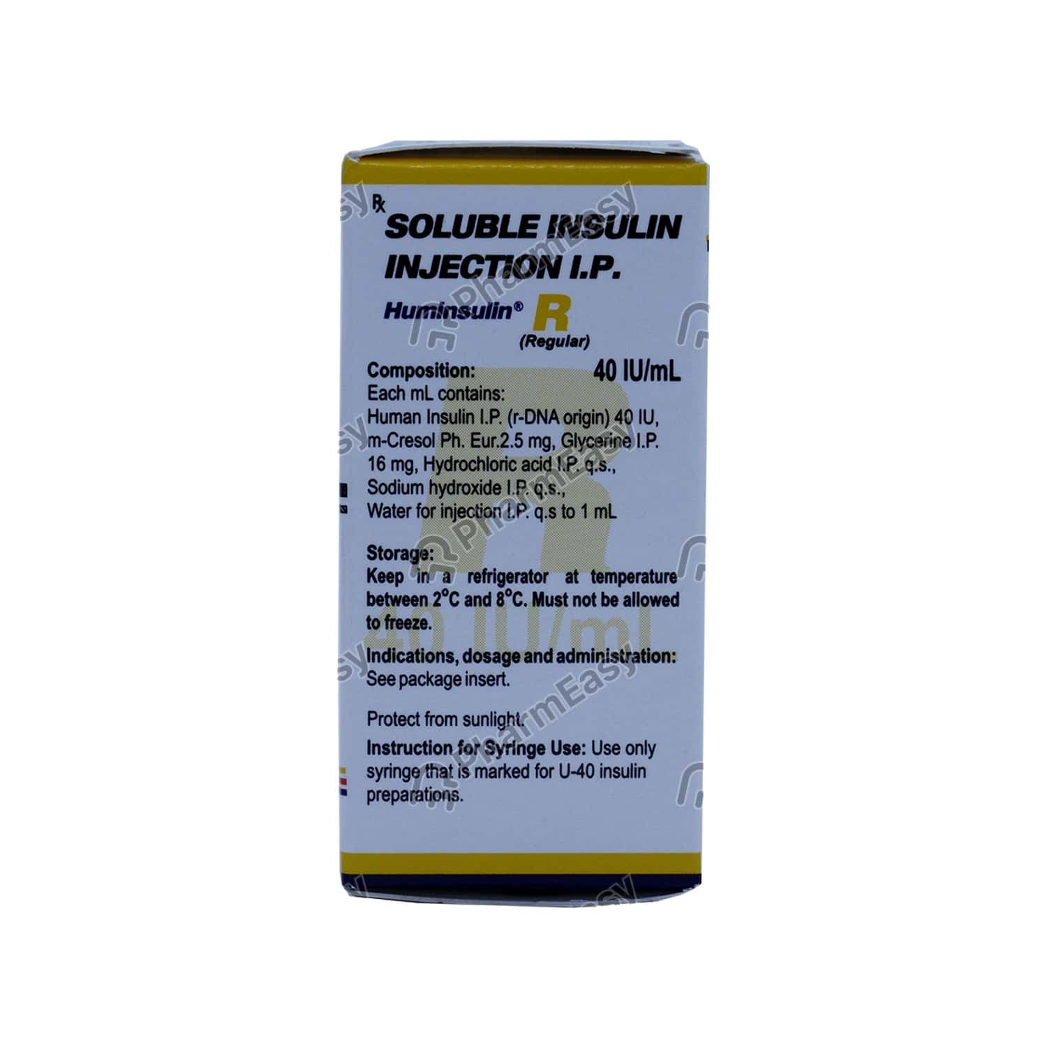 Huminsulin R 40 IU/ML Solution For Injection (10) - Uses, Side Effects, Dosage, Composition ...