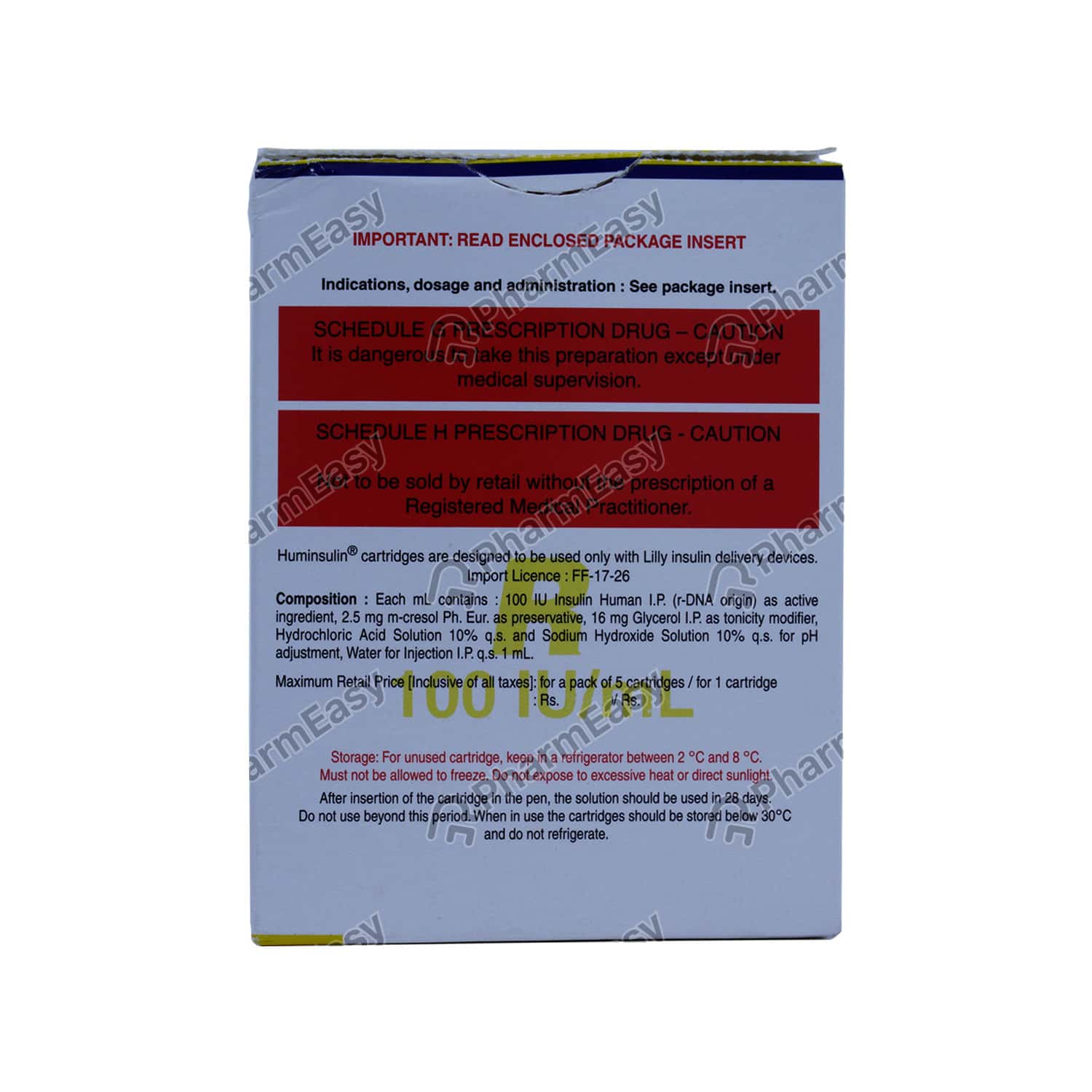 Huminsulin R 100 IU Injection (3) - Uses, Side Effects, Dosage ...
