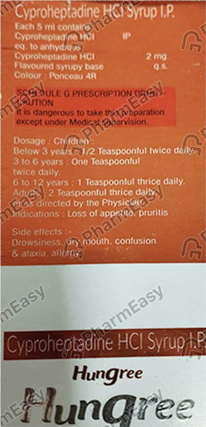 Hungree 2 MG Syrup (200): Uses, Side Effects, Price, Dosage ...