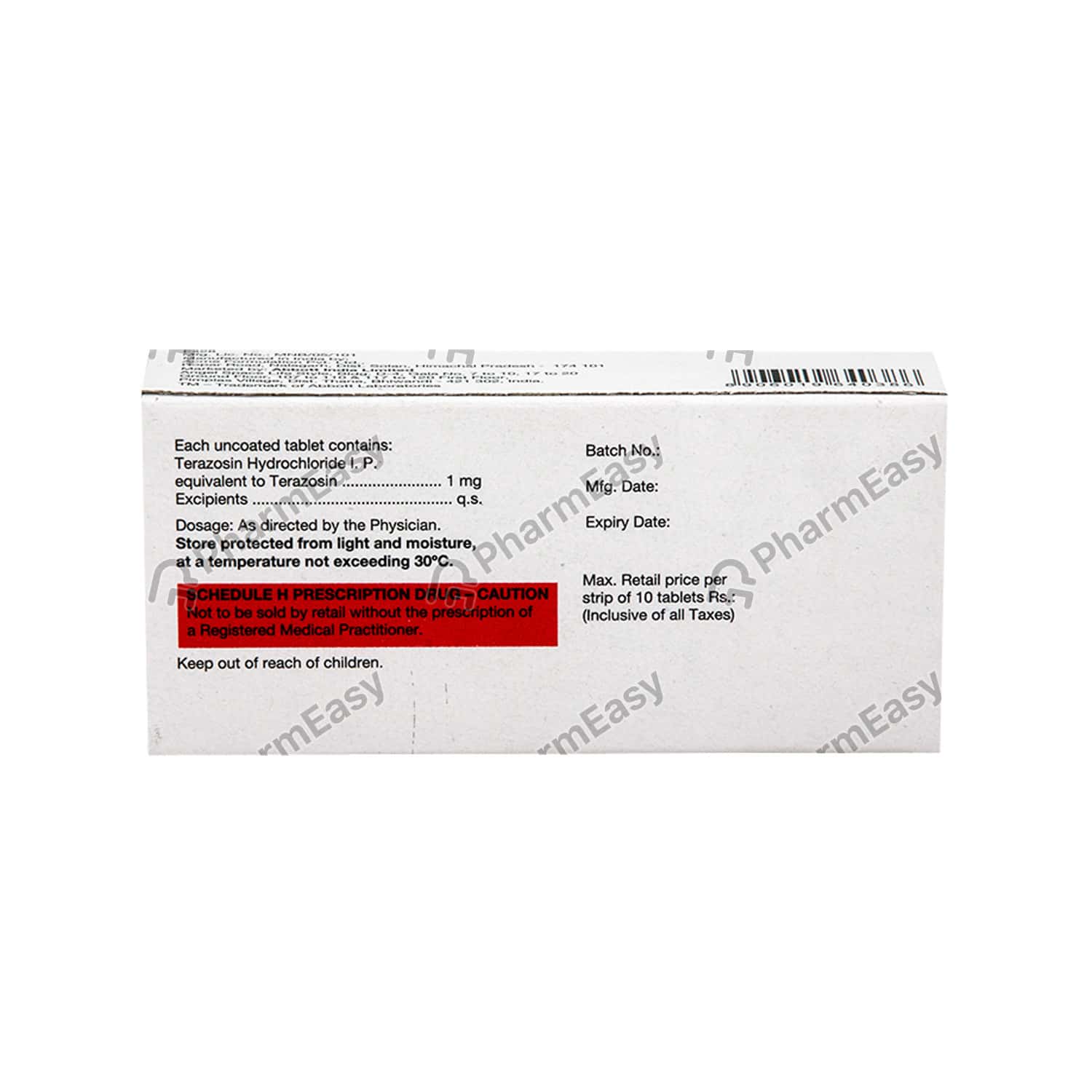 Buy Hytrin 1 MG Tablet (10) Online at Flat 18% OFF* | PharmEasy
