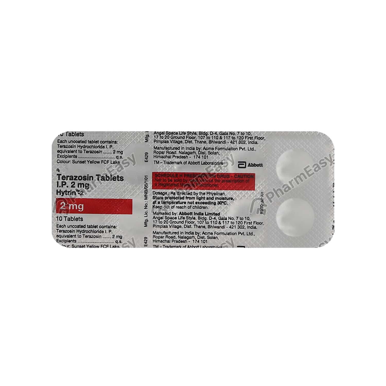 Buy Hytrin 2 MG Tablet (10) Online at Flat 18% OFF* | PharmEasy