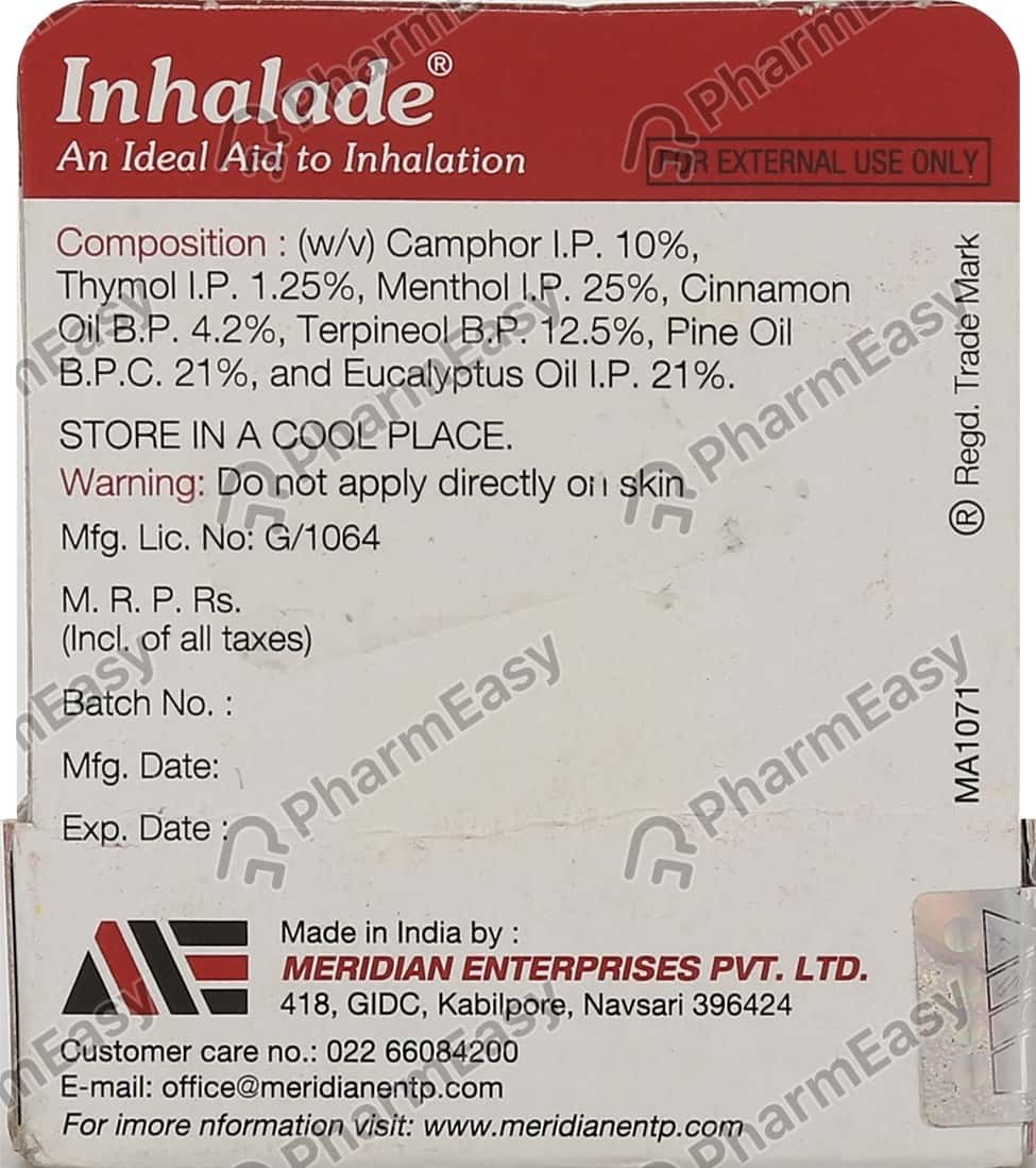 Inhalade Drops 5ml: Uses, Side Effects, Price, Dosage & Composition ...