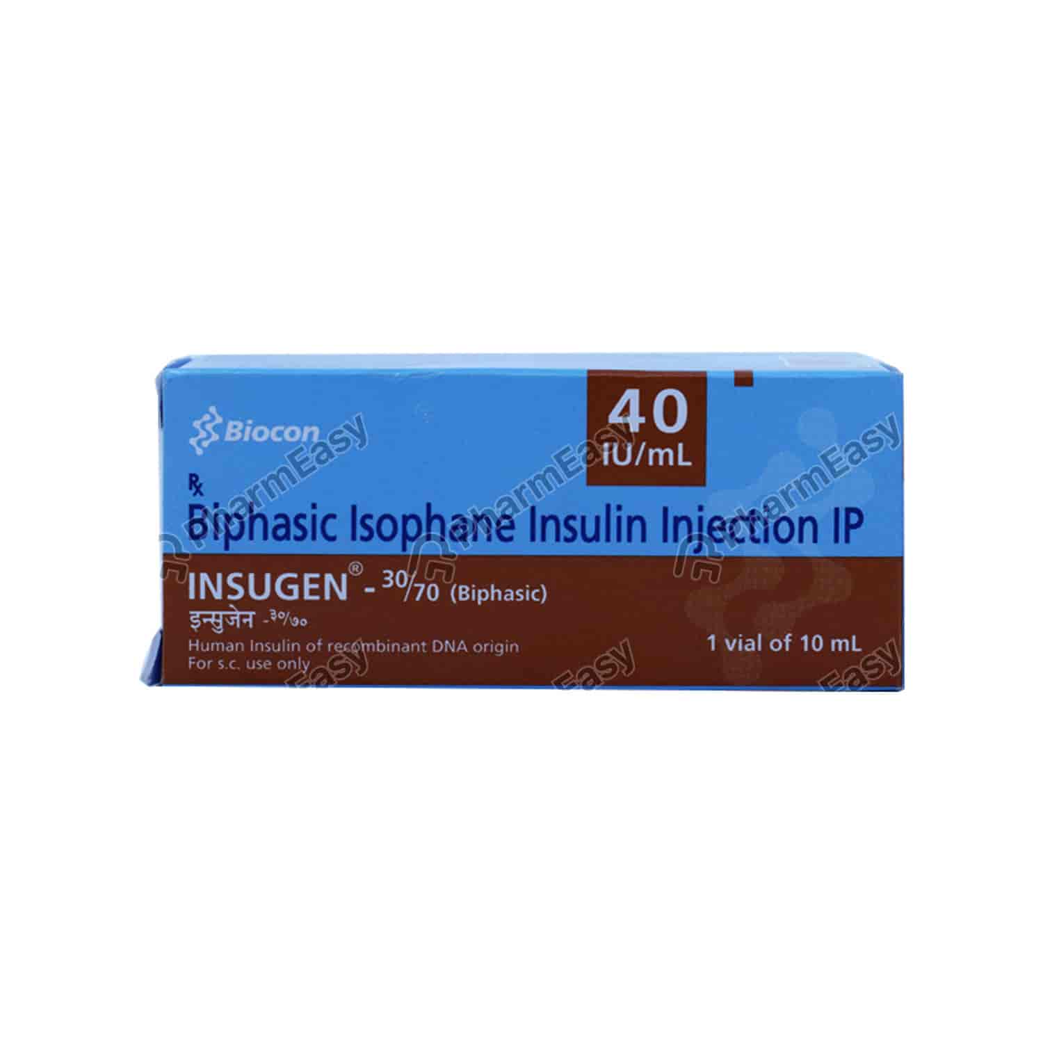 Insugen 30/70 40iu Injection 10ml - Uses, Side Effects, Dosage ...