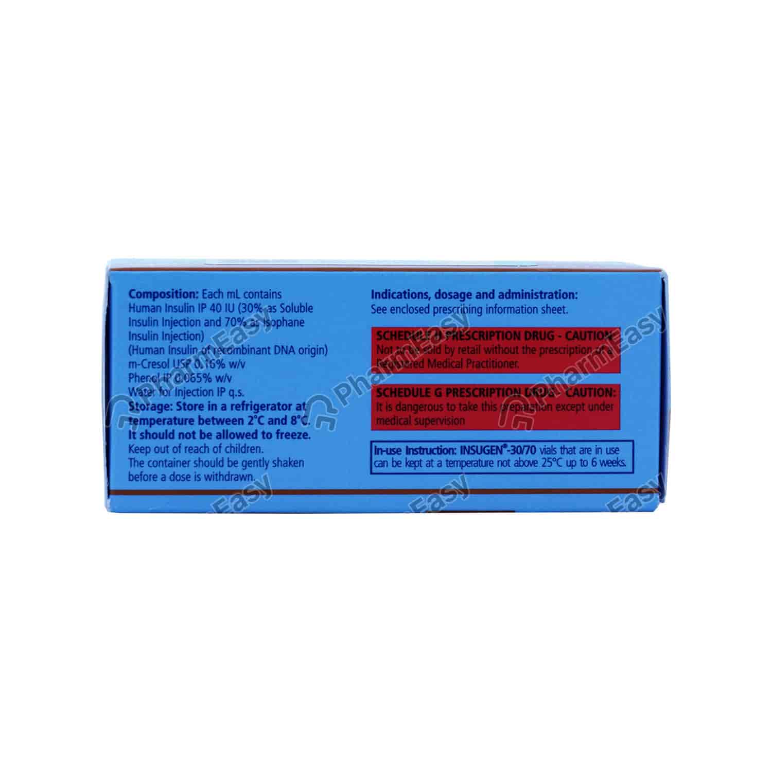 Insugen 30/70 40iu Injection 10ml - Uses, Side Effects, Dosage ...