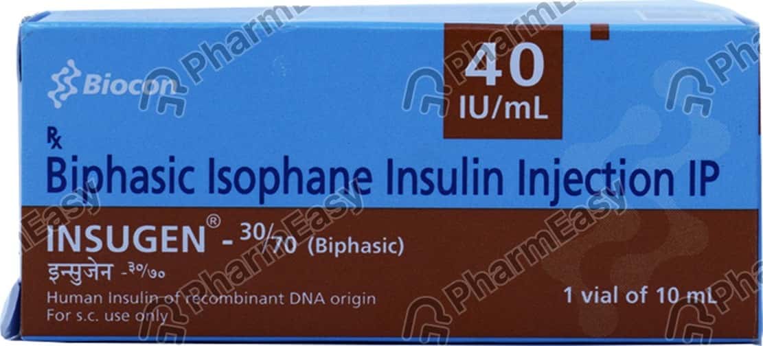 Insugen 40 IU/ML Solution For Injection (10): Uses, Side Effects, Price & Dosage | PharmEasy