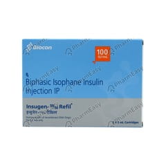 Insugen Refil 100 IU/ML Suspension For Injection (3) - Uses, Side ...