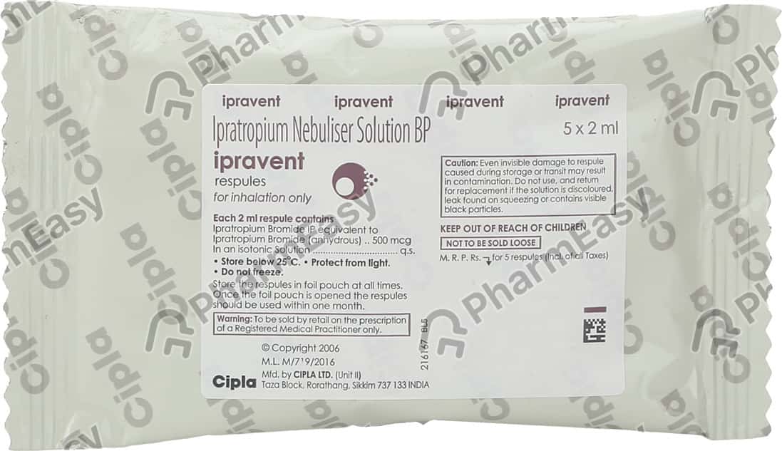 Ipravent 500 MCG Respule (5): Uses, Side Effects, Price & Dosage ...