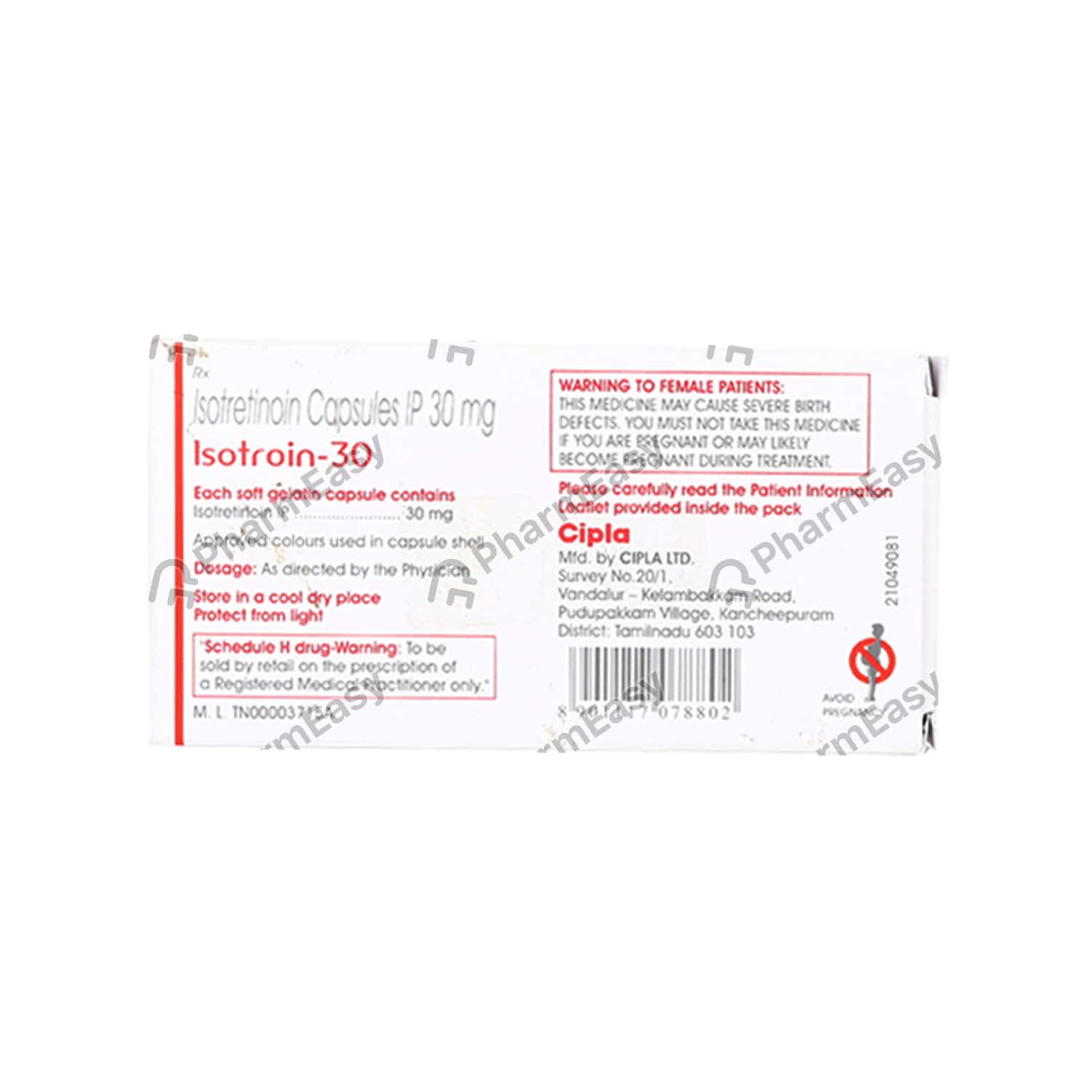 Isotroin 30 MG Capsule (10) - Uses, Side Effects, Dosage, Composition ...