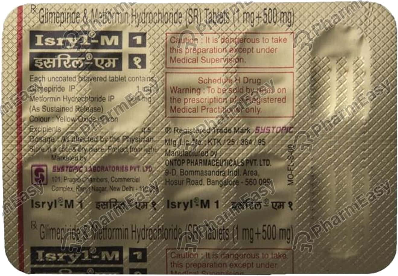 Isryl M 1mg Strip Of 10 Tablets: Uses, Side Effects, Price & Dosage ...