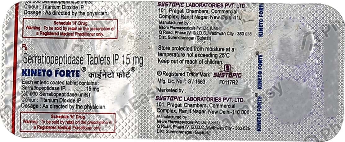 Kineto Forte 15 MG Tablet (10): Uses, Side Effects, Price & Dosage ...